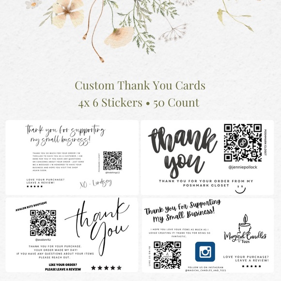 Hand Crafted | Office | 5 Custom Thank You Notes For Packages 4x6 ...